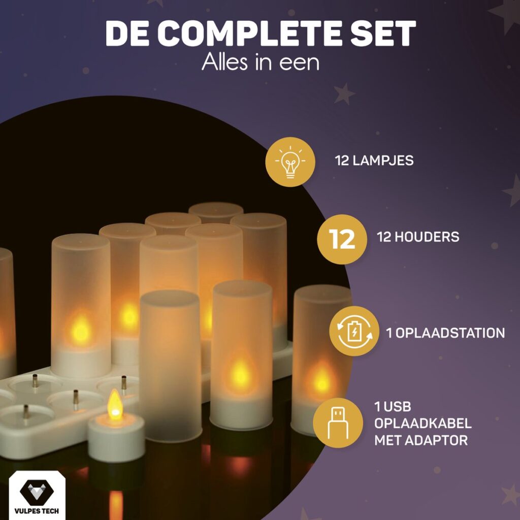 LED Kaarsen Oplaadbaar PRO Incl. Afstandsbediening - Vulpes Goods