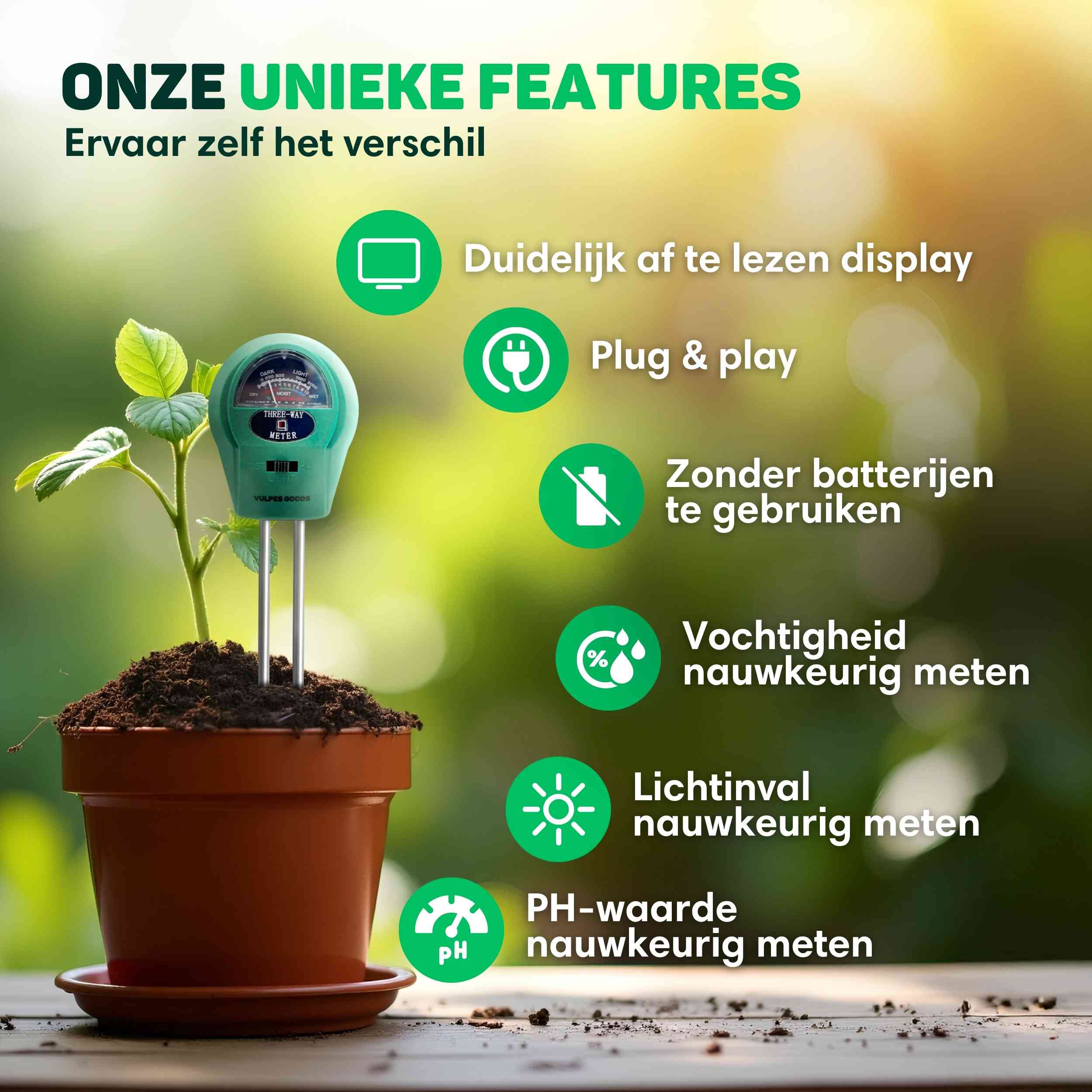 Vochtmeter Bodem Planten PRO - Vulpes Goods